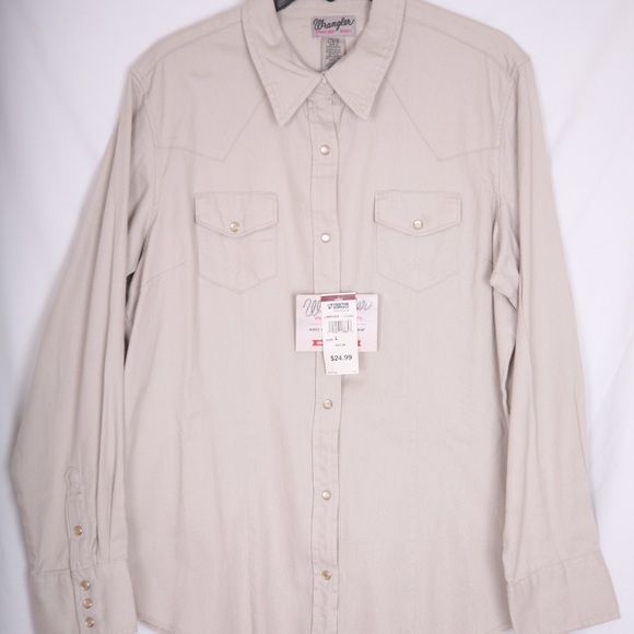 Wrangler | Tops | Wrangler Western Nwt Snap Buttonup Cream | Poshmark